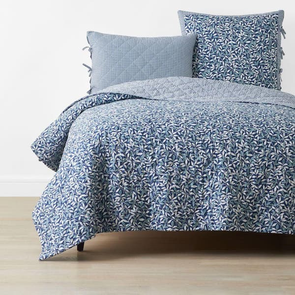 The Company Store Company Cotton Julienne Leaf Reversible Navy Full ...