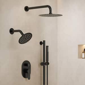 YAWWALK 3-Spray Wall Mounted 10 and 6 in. Dual Shower Head and Handheld ...
