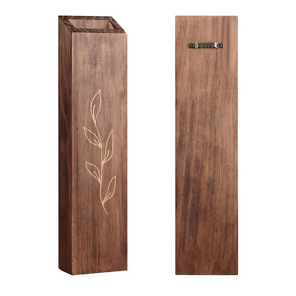 Oyezvary 4-Pack Brown Wood Wall Planter, Pocket Vases for Dried Flowers ...