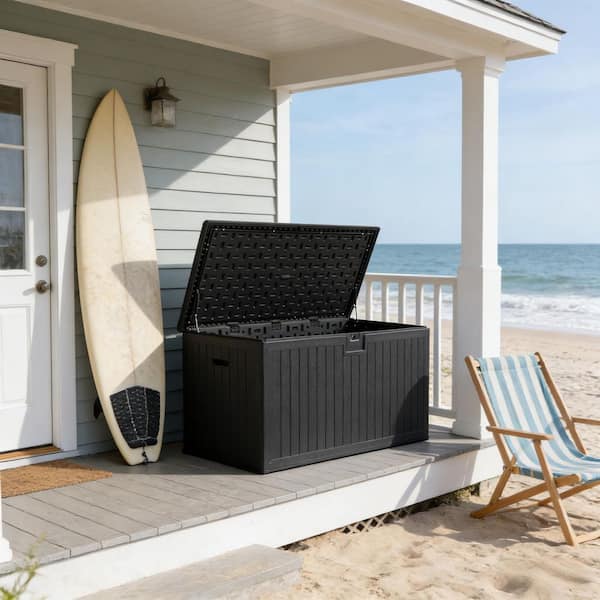 IALTRUISTIC 260 gal. Resin Deck Box Plastic Patio Outdoor Lockable ...