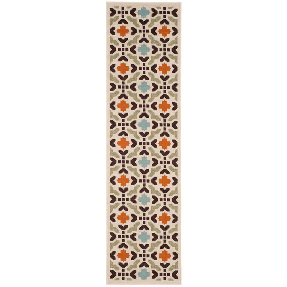 SAFAVIEH Veranda Cream/Terracotta 2 ft. x 10 ft. Geometric Indoor ...