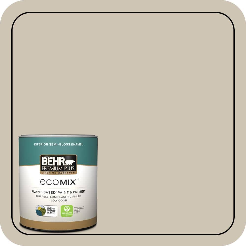 BEHR PREMIUM PLUS 1 qt. #ECC-14-1 Scenic Path Semi-Gloss Enamel EcoMix ...