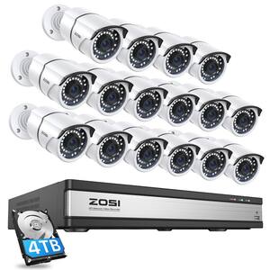 ZOSI 5MP Wired 4K 16-Channel POE 4TB NVR Surveillance System with 16 x ...