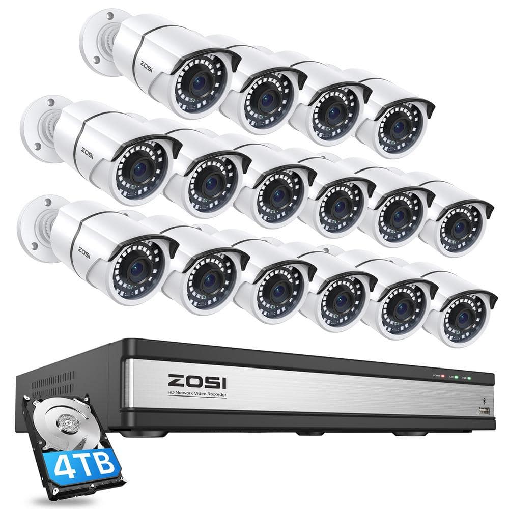 ZOSI 16-Channel 4K POE Security Cameras System with 4TB Hard Drive and ...