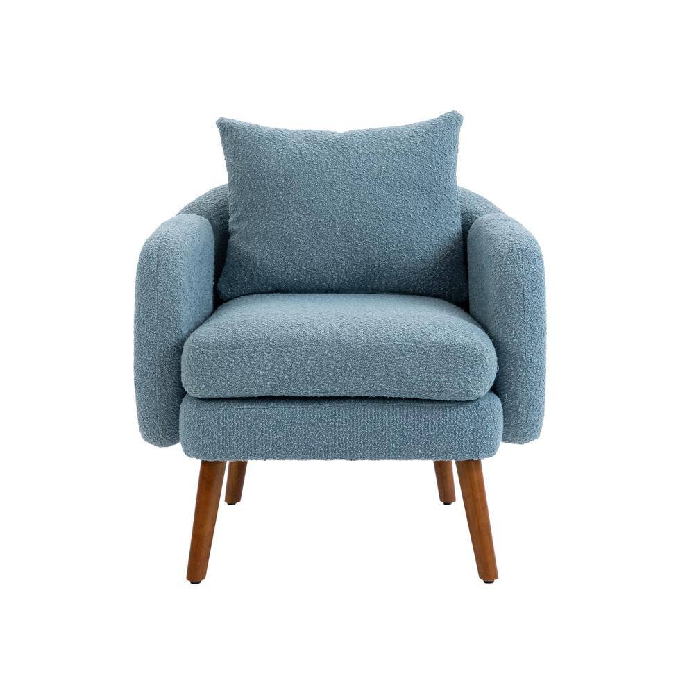 HOMEFUN Modern Light Blue Boucle Upholstered Wooden Frame Accent Arm ...
