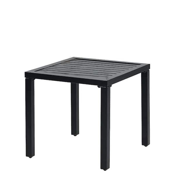 Lycvki Black Square Slat Metal Patio Outdoor Side Coffee Bistro Table ...