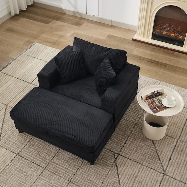 Noble House Pryden Modern 43 in. Black Corduroy Upholstered Twin Size ...