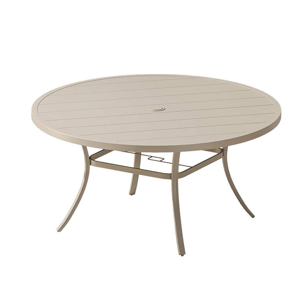 Tenleaf Sandshell Color Metal 53 in. All Weather Round Outdoor Dining ...