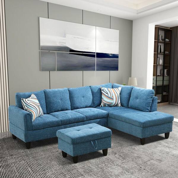 4 seater blue sofa store