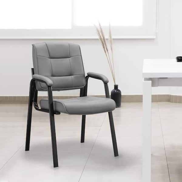 HOMESTOCK Set of 8 Gray Office Guest Chairs, Upholstered Leather ...
