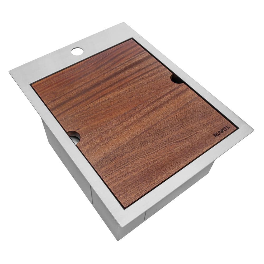 Ruvati Vino 15 in. Drop-in Topmount Single Bowl 16-Gauge Stainless ...