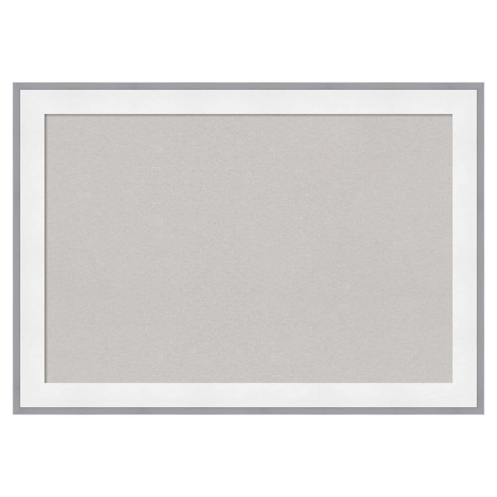 Amanti Art Maya White Silver 27 in. x 19 in., Poly Framed Grey Cork ...