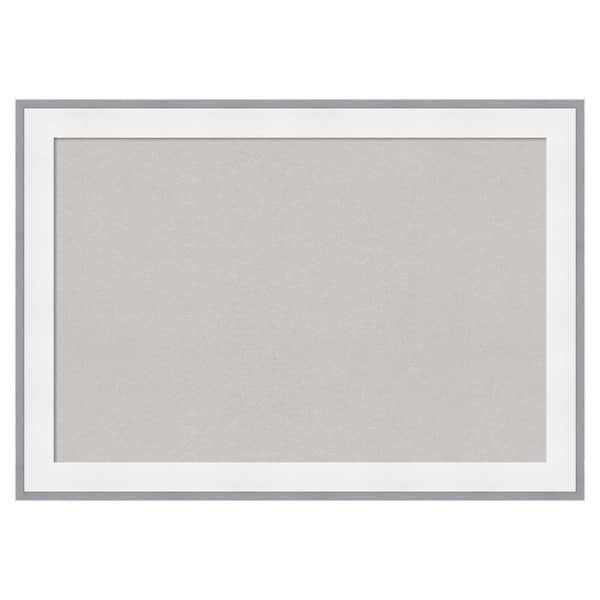 Amanti Art Maya White Silver 27 in. x 19 in., Poly Framed Grey Cork ...