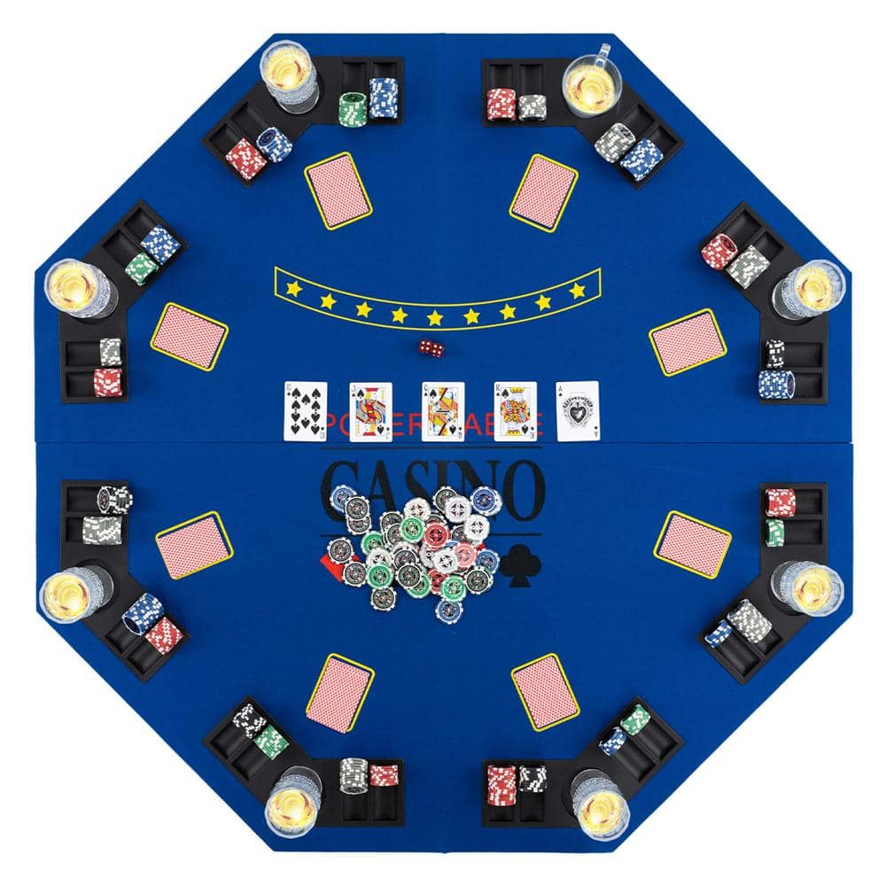 Costway 48 in. Poker Table Top-8 Player Foldable Texas Holdem Poker ...
