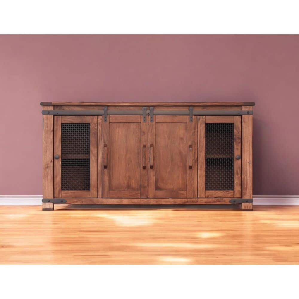HomeRoots Brown TV Stand Fits TV's up to 70 in. with Shelves;Cabinet ...