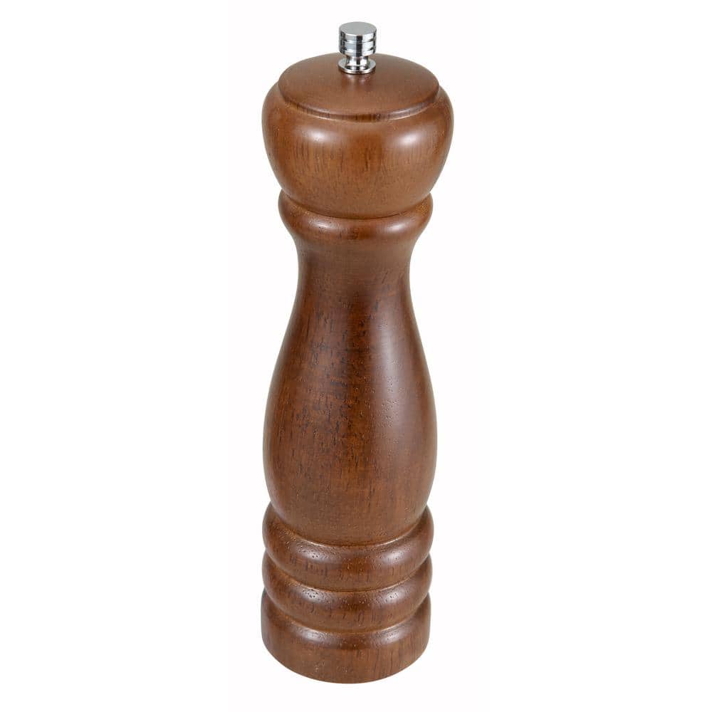 Winco 8 in. Oak Wood Finish Traditional Pepper Mill WPM-08 - The Home Depot