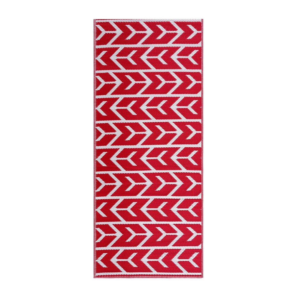 PLAYA RUG Amsterdam Red White 2 ft. 3 in. x 6 ft. Reversible Recycled ...