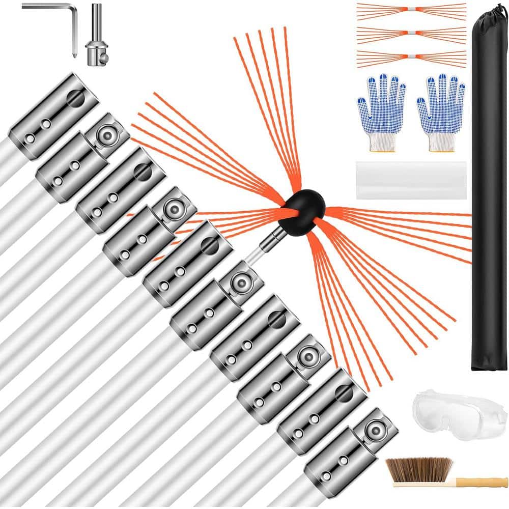 VIVOHOME 33 ft. Flexible Chimney Sweep Kit with 10-Rods and 3 ...