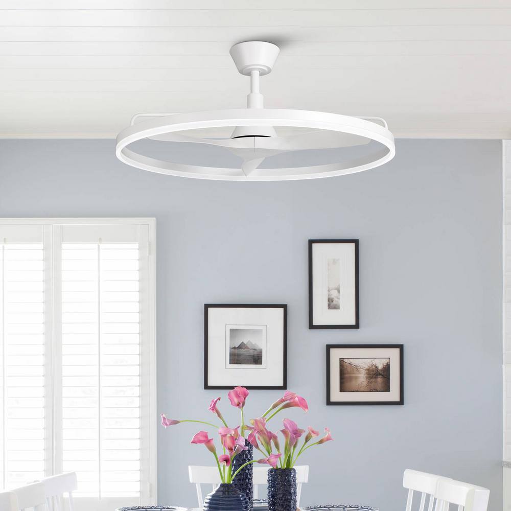 Parrot Uncle 31.5 in. Indoor Modern Integrated LED Matte White Caged 6 ...