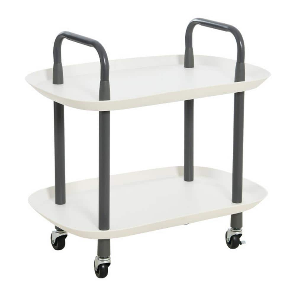 Storied Home Modern Plastic and Metal 2-Tier Trolley with 4-Locking ...