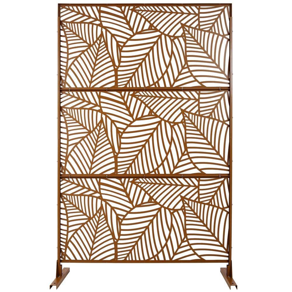Boosicavelly 76" H x 48" W Brown Steel Privacy Fence Screen for Garden ...