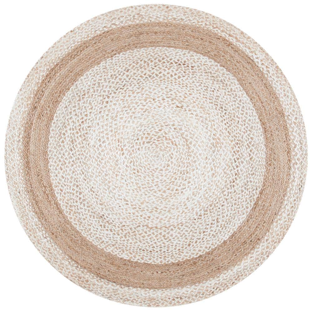 SAFAVIEH Natural Fiber Beige 6 ft. x 6 ft. Woven Border Round Area Rug ...