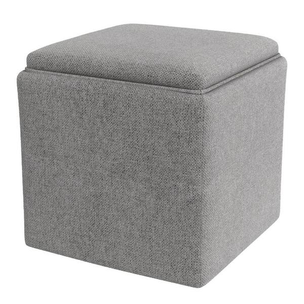 Benjara Soa Gray Fabric Square Accent Ottoman BM334048 - The Home Depot