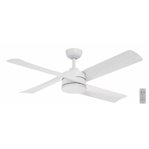 Hampton Bay Baymore 52 in. Indoor/Outdoor Matte White Ceiling Fan with ...