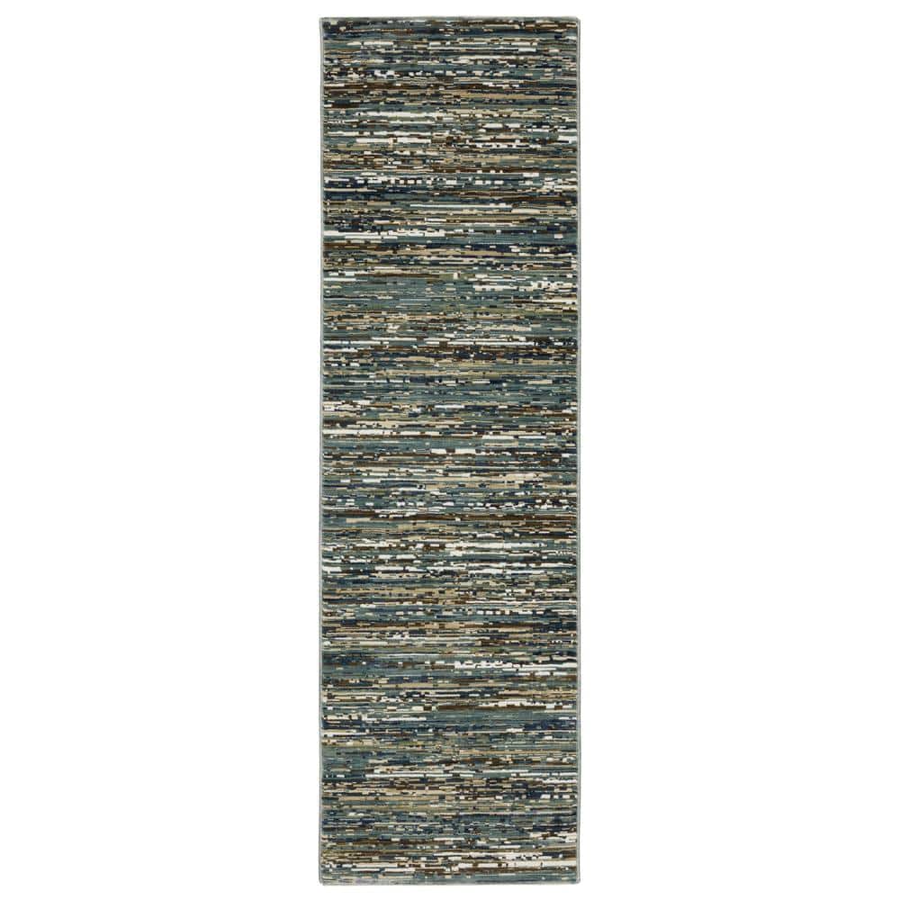 AVERLEY HOME Ross Blue/Multi-Colored 2 ft. x 8 ft. Abstract Stripe ...