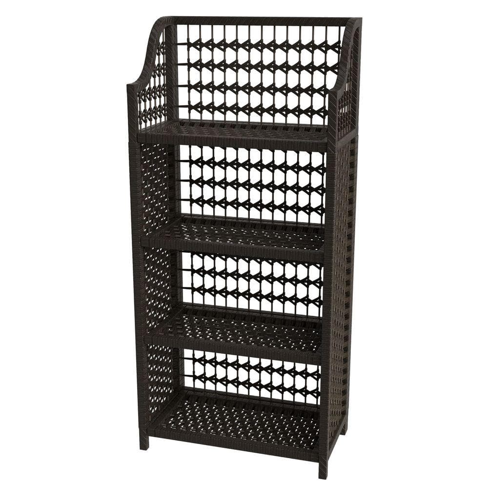 Red Lantern 4-Shelf Black Natural Fiber Shelving Trunk JH09-018-4-BLK ...