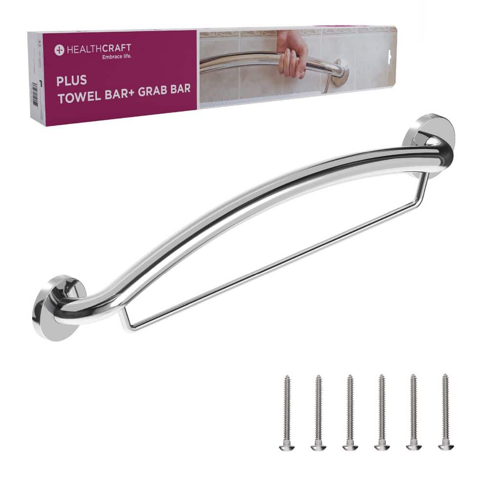 HEALTHCRAFT Plus, 24 in. Concealed Screw Grab Bar And Towel Bar, 2-In-1 ...