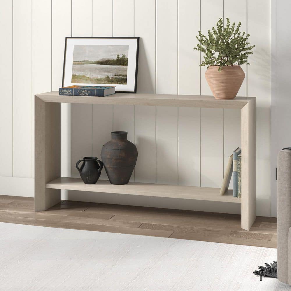 Meyer&Cross Osman 55 in. Alder White Rectangle MDF Top Console Table ...