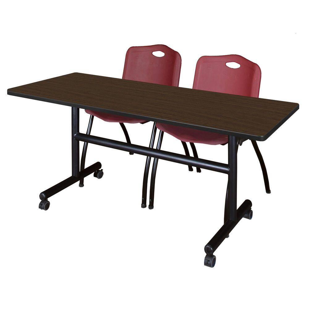 Regency Kobe 60 in x 30 in. Neo Walnut Flip-Top Training Nesting Table ...