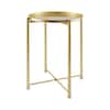 URTR 16 in. Gold Round Metal Outdoor Side Table Small End Table with ...