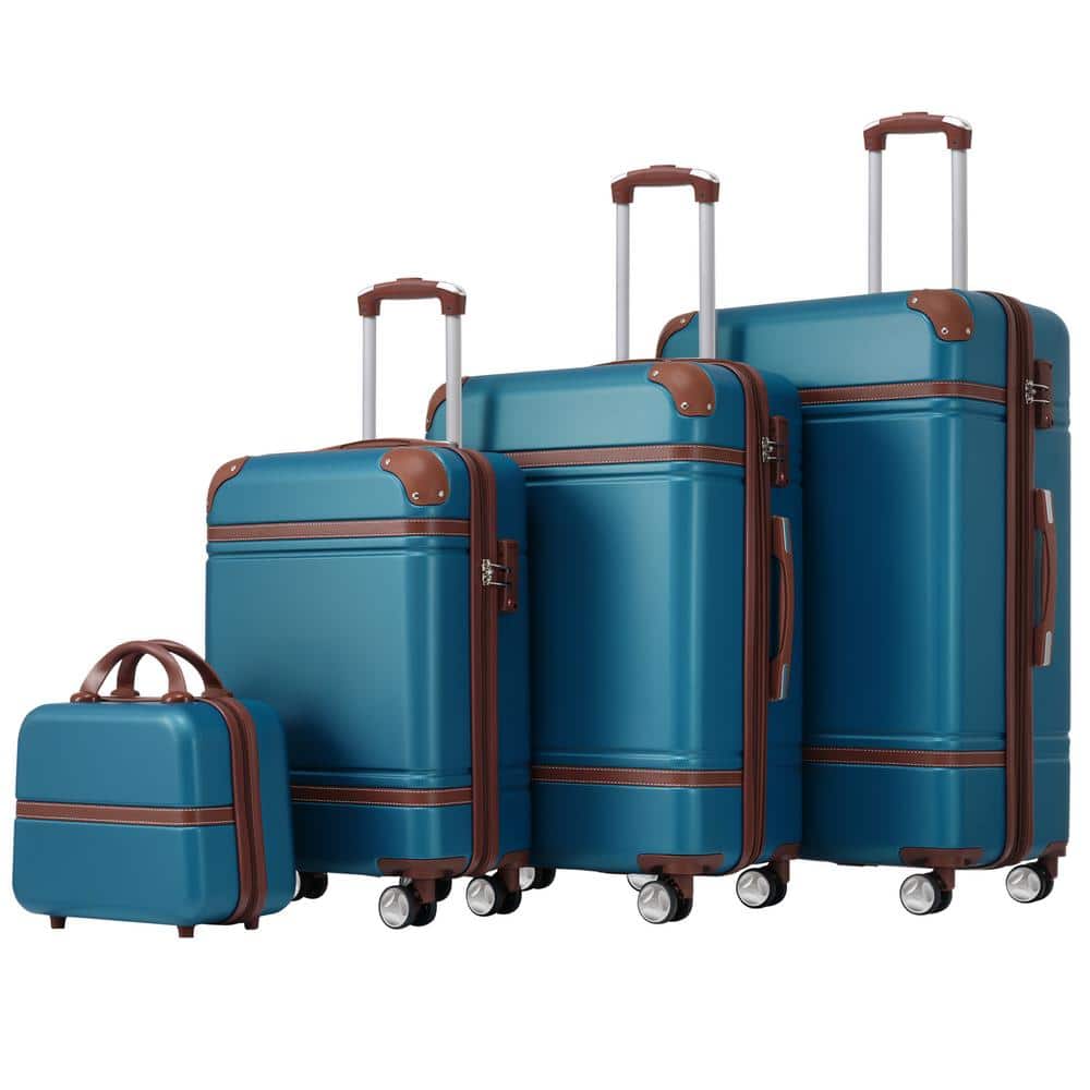 Merax 4-Piece Blue Expandable ABS Hardshell Spinner 20 in. 24 in. 28 in ...