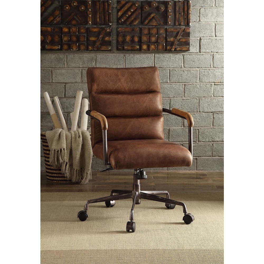 Noble House Jimena Leather Seat Reclining Ergonomic Office Chair in ...