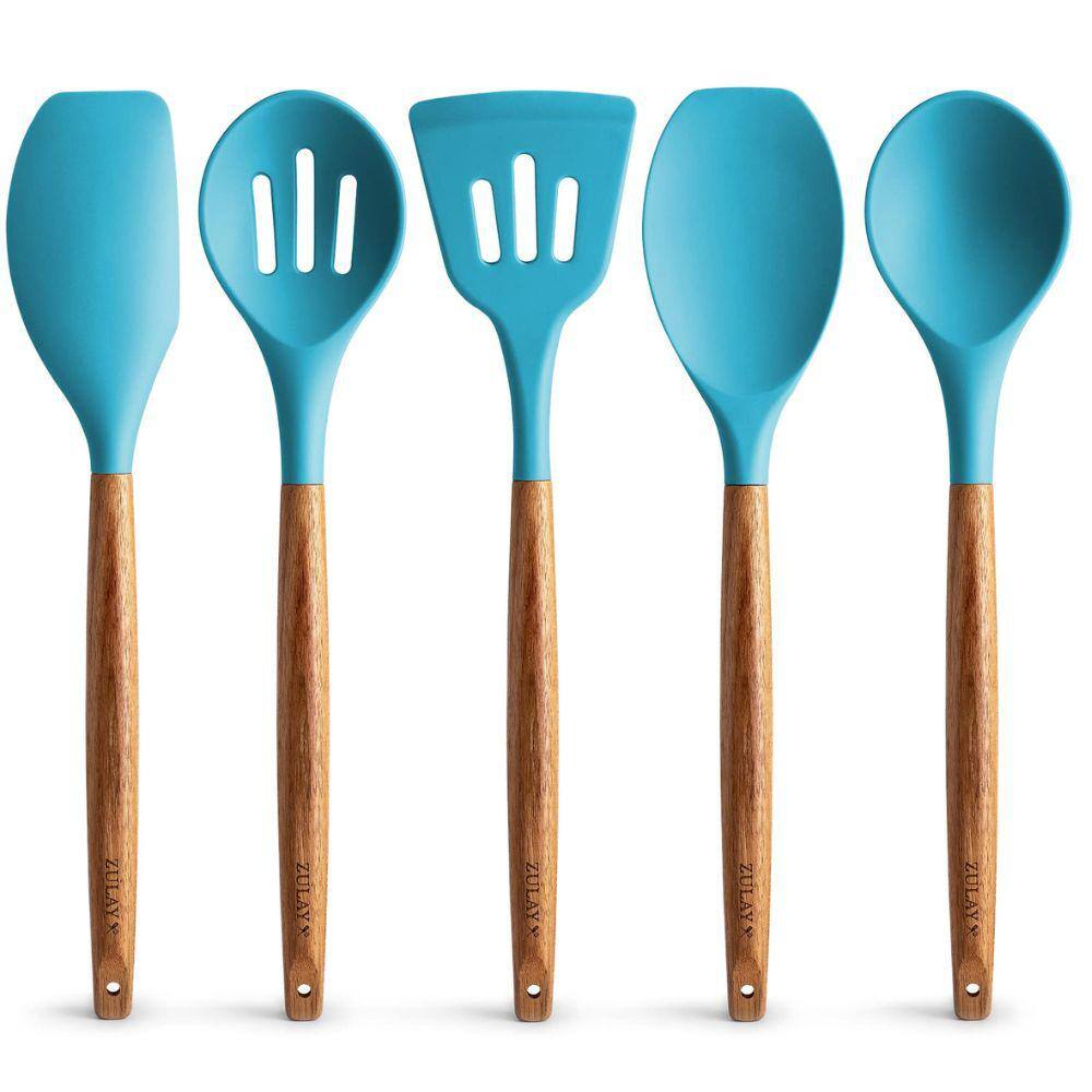 Zulay Kitchen 5-Piece Silicone Blue Utensil Set Z-WD-SLCN-UTNSLS-5-PCS ...