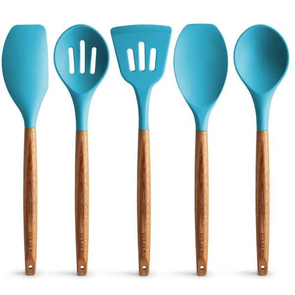 Zulay Kitchen 5-Piece Silicone Blue Utensil Set Z-WD-SLCN-UTNSLS-5-PCS ...