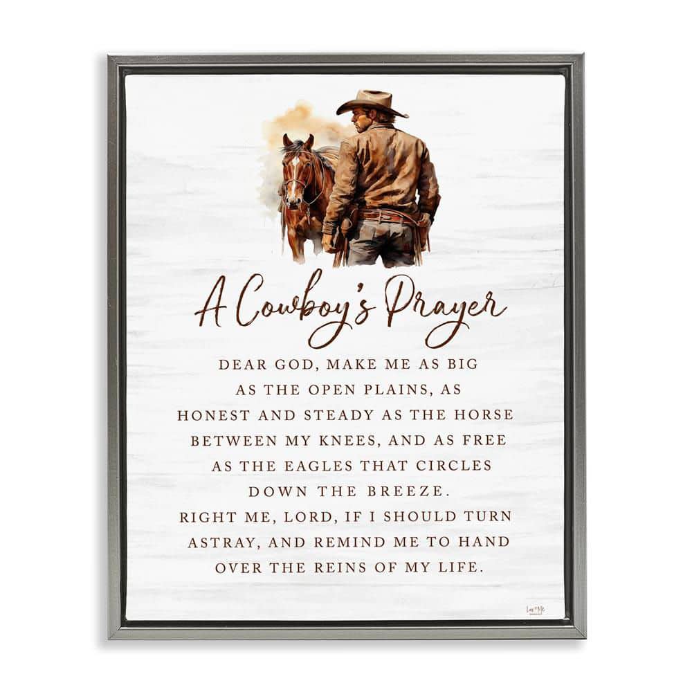 Stupell Industries Heartfelt Cowboy's Prayer by Lux + Me Designs Gray ...