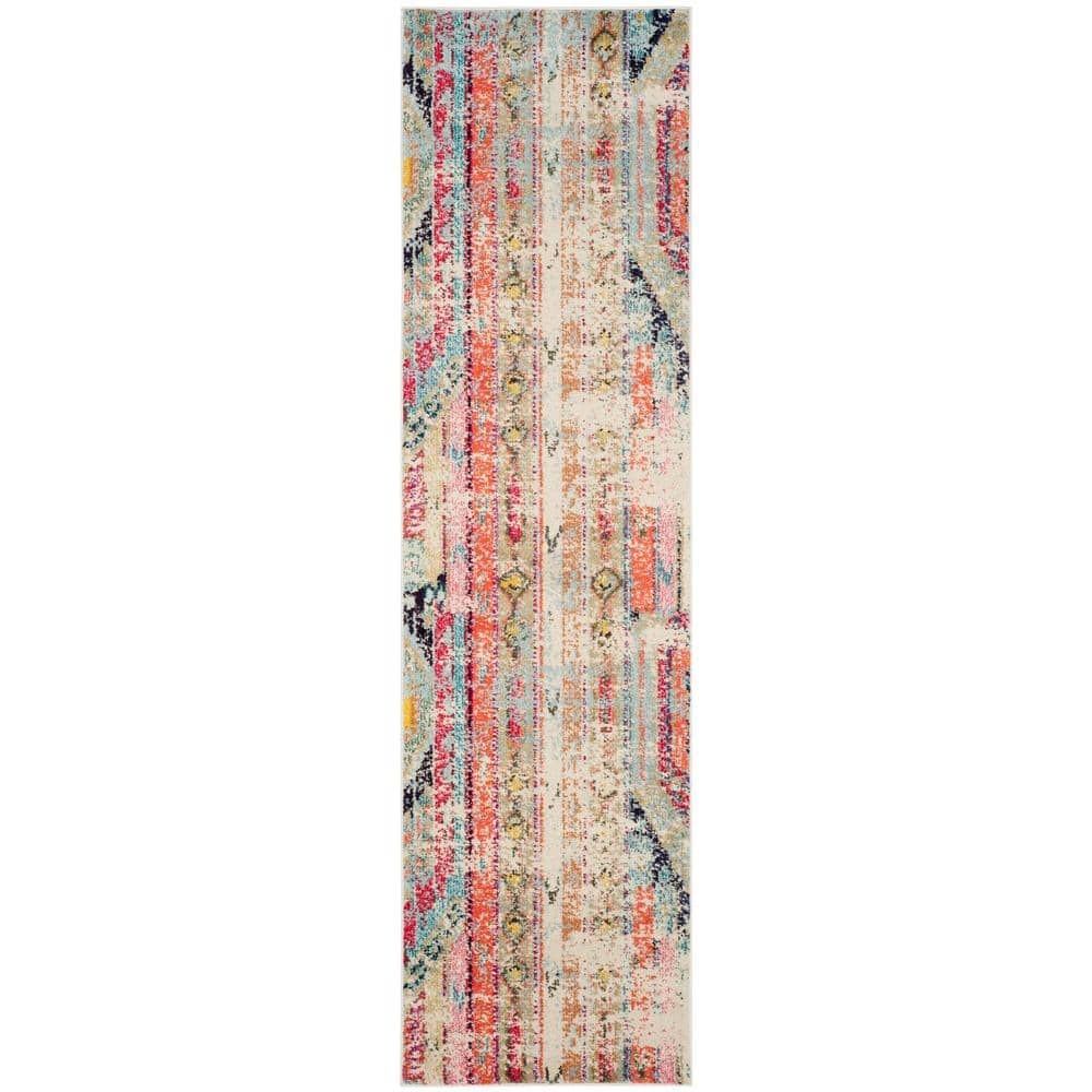 SAFAVIEH Monaco Multi 2 ft. x 16 ft. Distressed Runner Rug MNC222F-216 ...