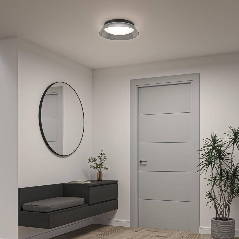 Artika Arthur 15 in. 1 Light Smoke Glass 5CCT Integrated Selectable LED ...