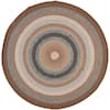SAFAVIEH Braided Brown/Multi 8 ft. x 8 ft. Round Border Area Rug ...