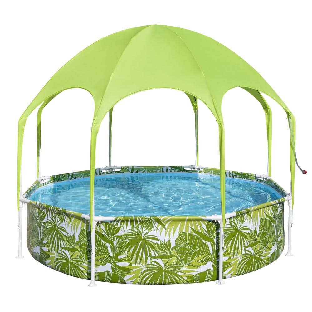 H2OGO! Splash-in-Shade 8 ft. x 20 in. Round 20 in. Kiddie Pool with ...