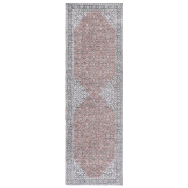 SAFAVIEH Arizona 3 ft. x 8 ft. Rust/Olive Machine Washable Distressed ...