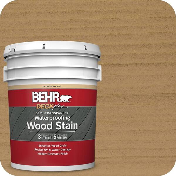 BEHR DECKplus 5 gal. #ST-257 White Pine Semi-Transparent Waterproofing ...