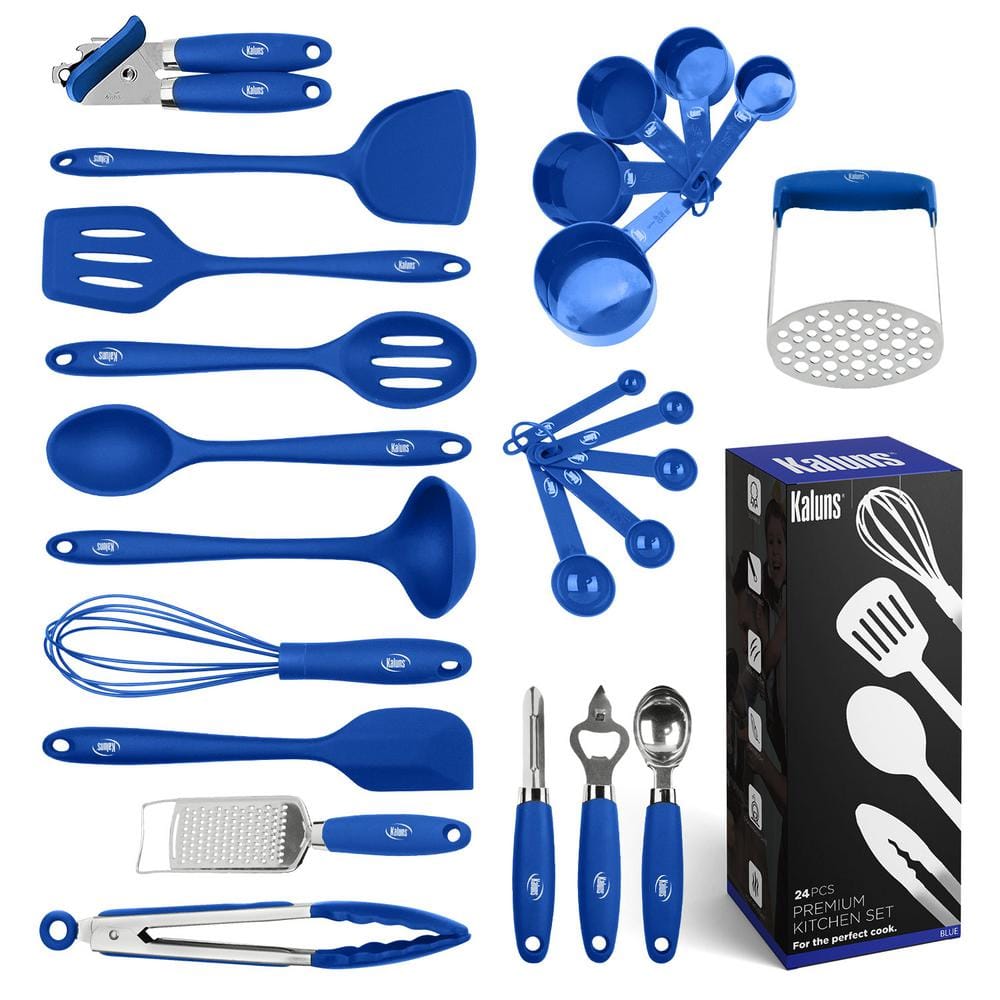 Kaluns Silicone Blue Kitchen Utensil (Set of 24) K-SUS24BL-HD - The ...
