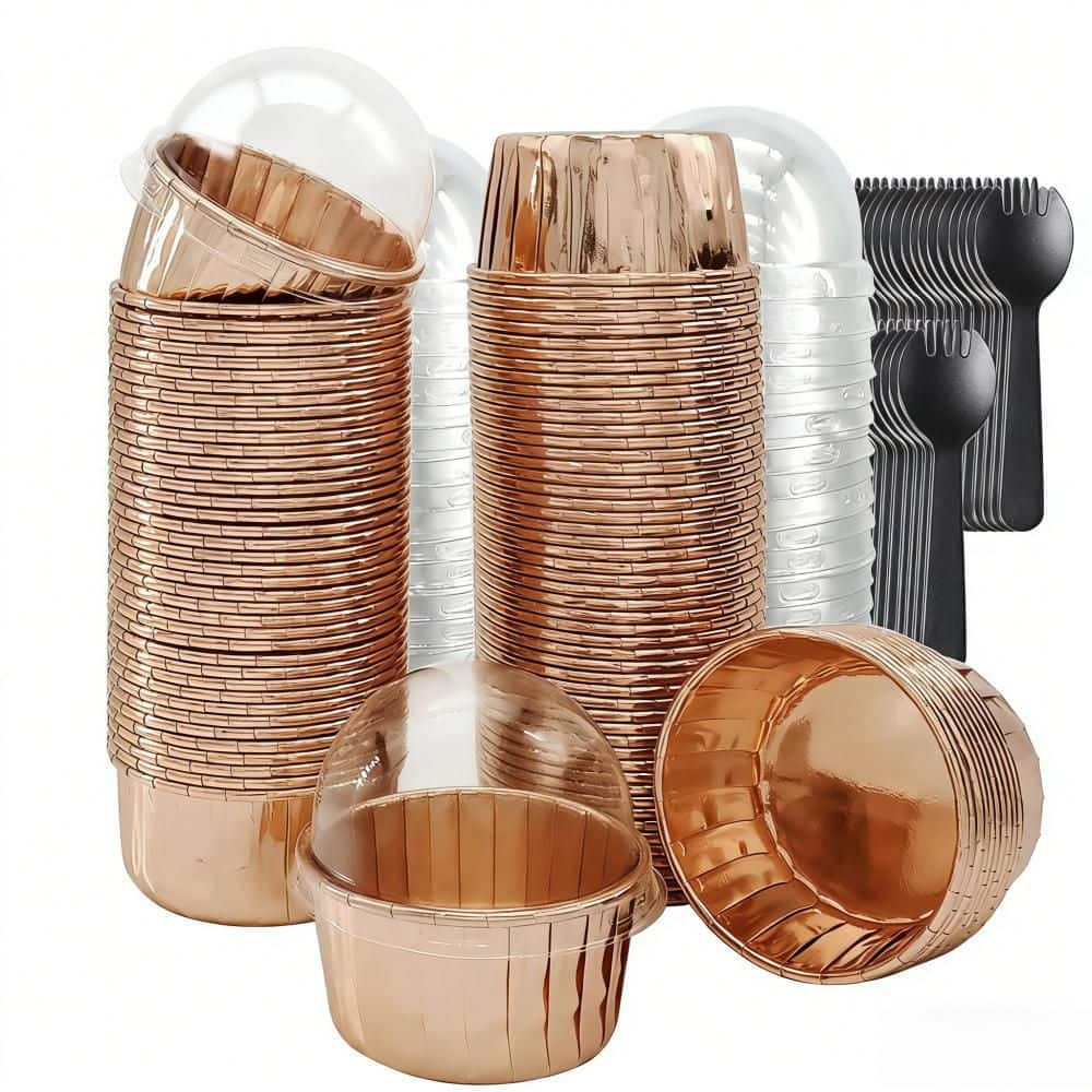 Esepony 3.15 in. 5.5 oz. Disposable Foil Cupcake Tins Baking Cups with ...