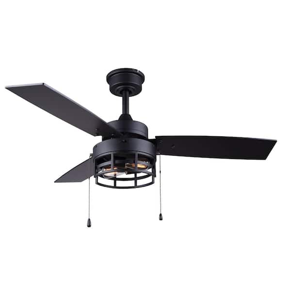 CANARM Attley 42 in. Indoor Matte Black Downrod Ceiling Fan with LED ...