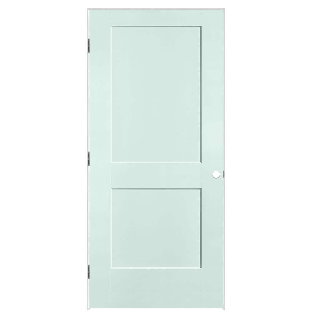 Masonite 36 in. x 80 in. 2-Panel Logan Right-Hand Hollow Core Sea Glass ...