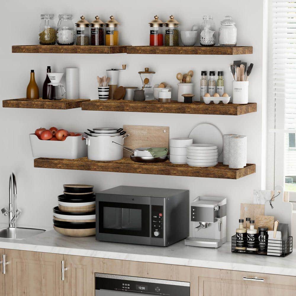 16 in. W x 12 in. D Floating Shelves, Wall Mounted, with Invisible ...